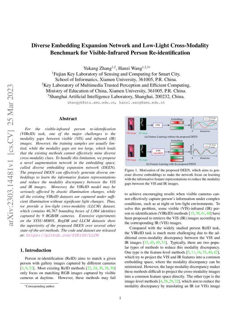 Diverse Embedding Expansion Network and Low-Light Cross-Modality Benchmark for Visible-Infrared ...