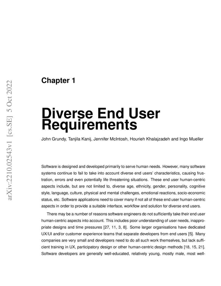 Diverse End User Requirements | DeepAI