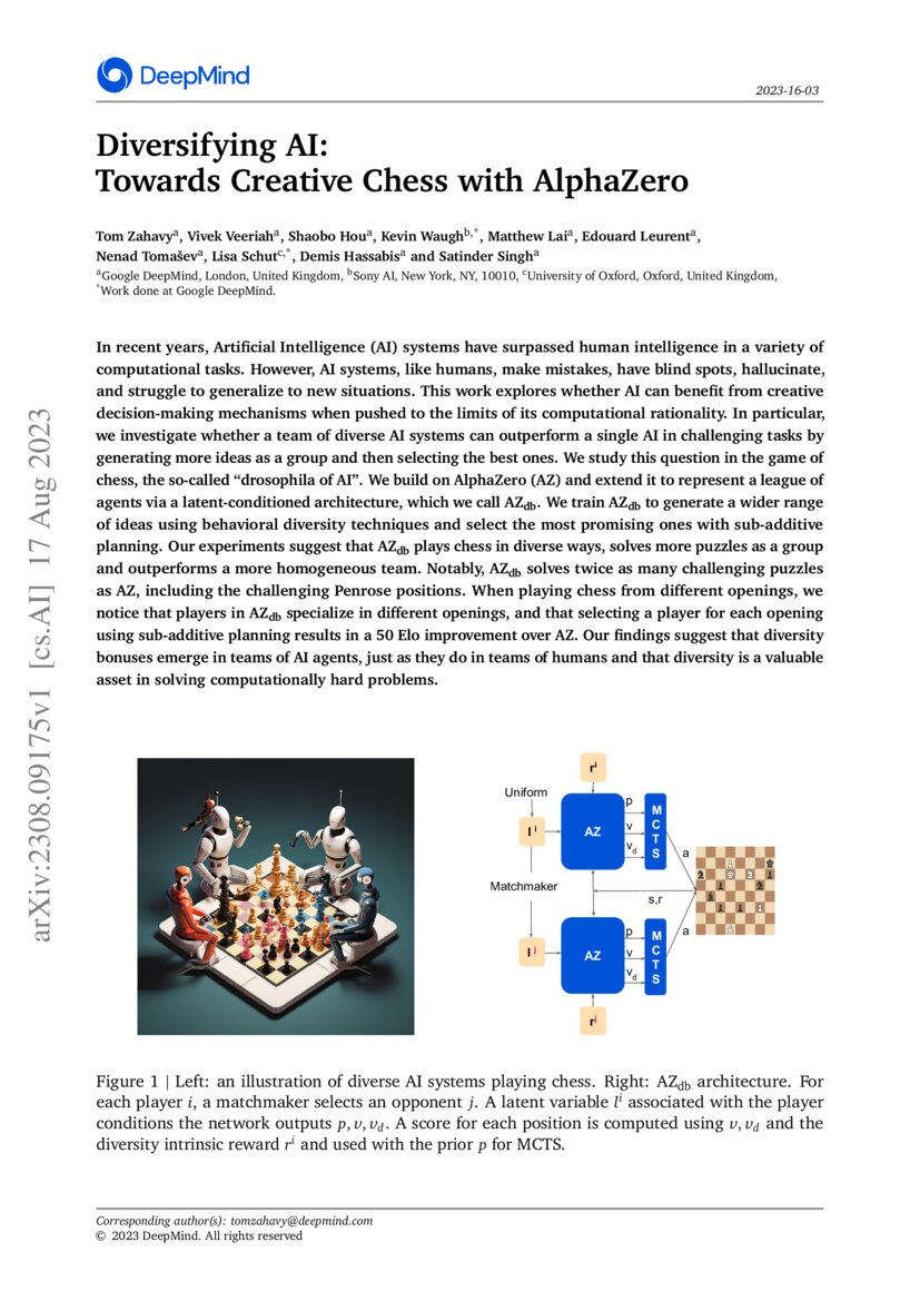 Diversifying AI: Towards Creative Chess with AlphaZero | DeepAI