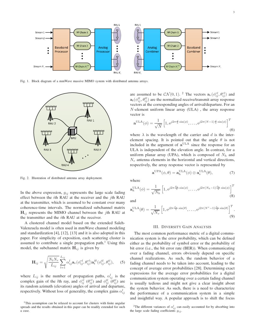 Diversity Analysis of Millimeter-Wave Massive MIMO Systems | DeepAI