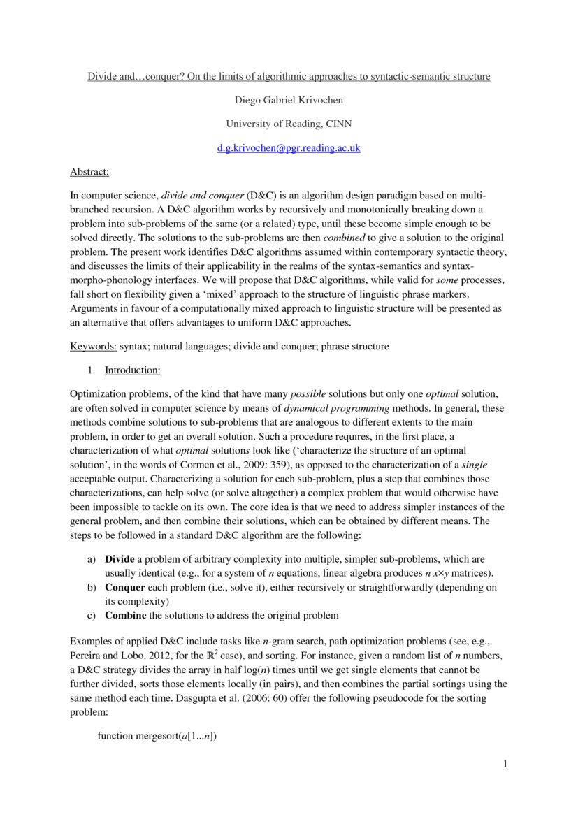 Divide Andconquer On The Limits Of Algorithmic Approaches To