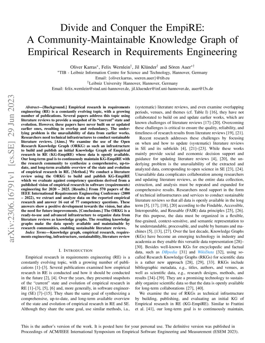 Divide And Conquer The Empire A Community Maintainable Knowledge Graph