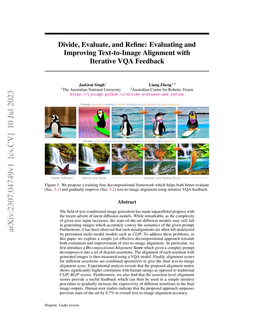 Divide Evaluate And Refine Evaluating And Improving Text To Image Alignment With Iterative