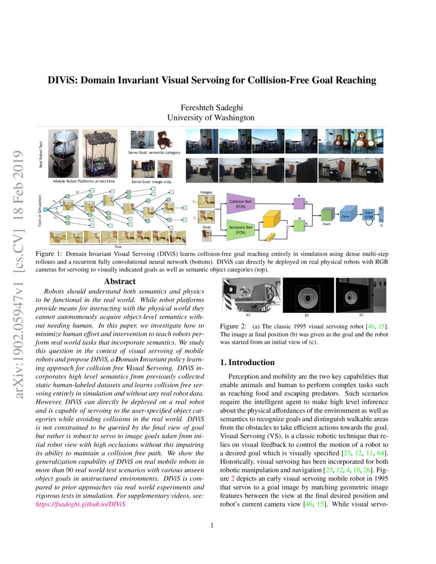 DIViS: Domain Invariant Visual Servoing for Collision-Free Goal Reaching | DeepAI