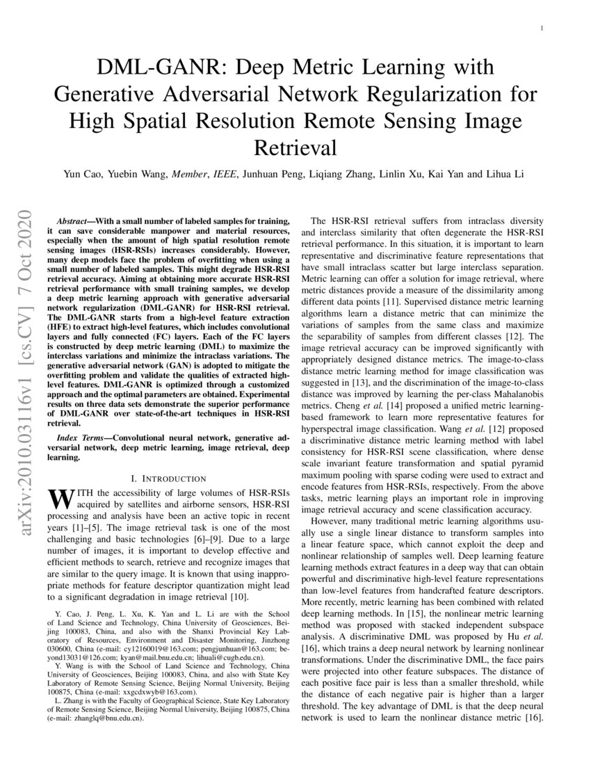 DML-GANR: Deep Metric Learning With Generative Adversarial Network Regularization for High ...