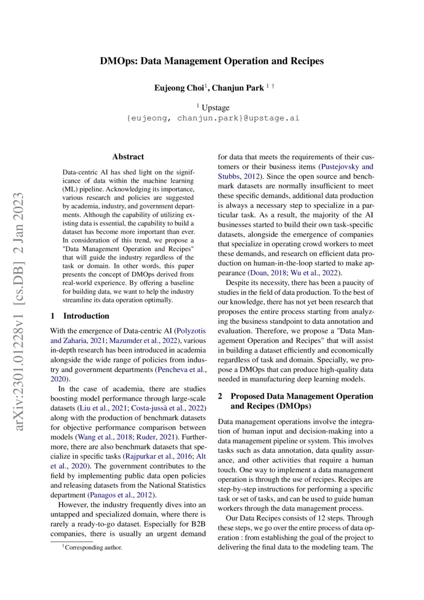 DMOps: Data Management Operation and Recipes | DeepAI