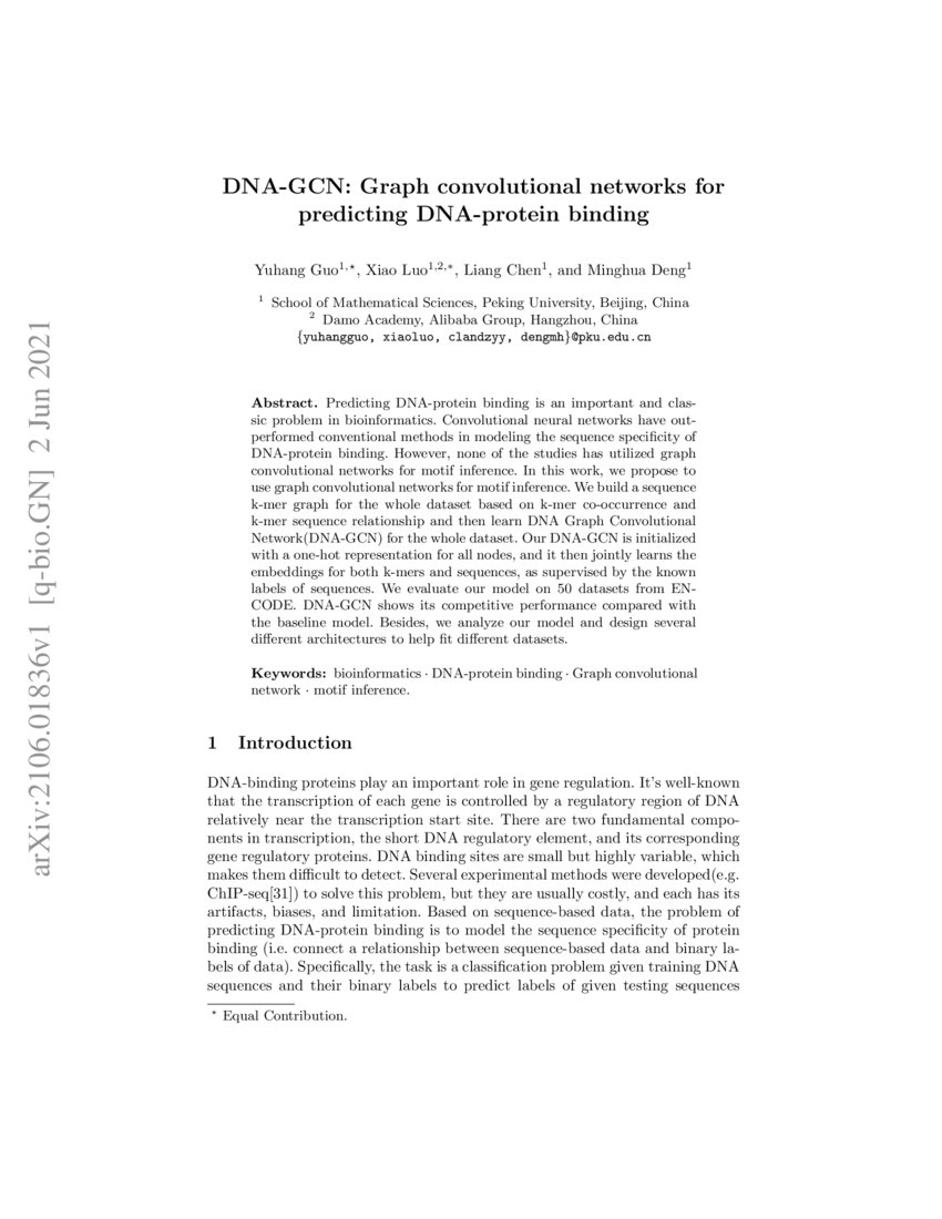 Dna Gcn Graph Convolutional Networks For Predicting Dna Protein Binding Deepai