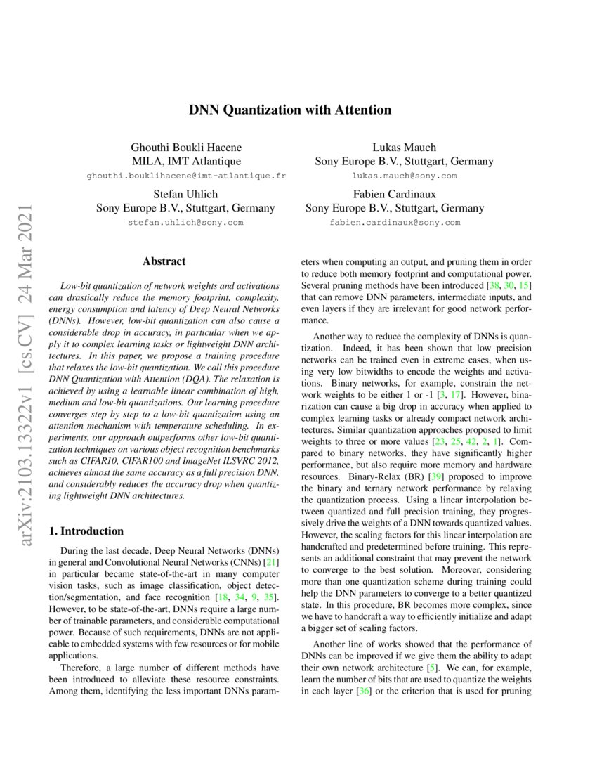DNN Quantization with Attention | DeepAI