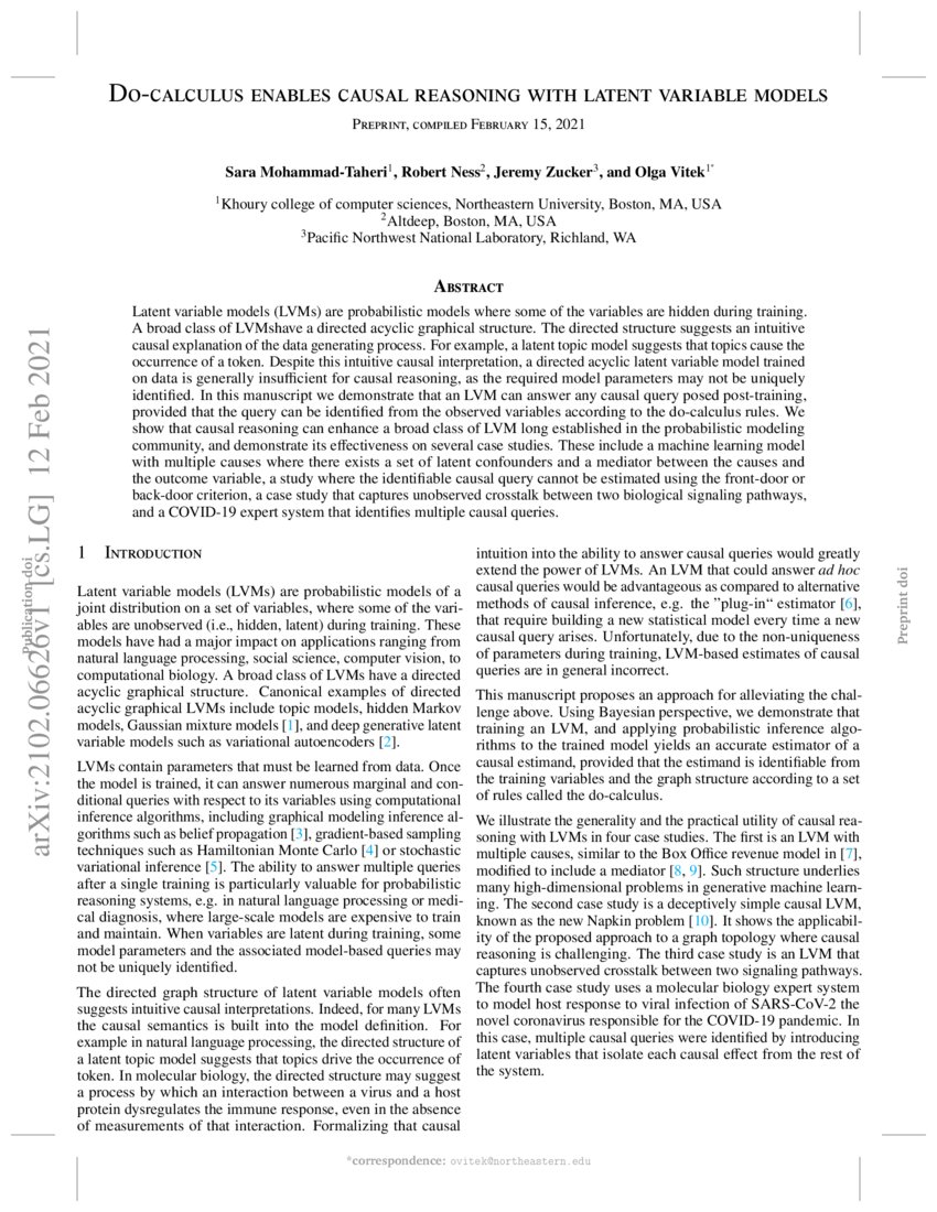 Do-calculus enables causal reasoning with latent variable models | DeepAI