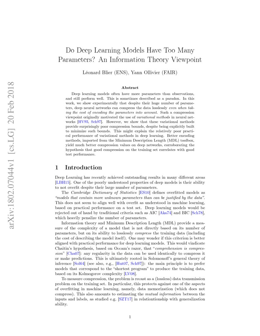 Do Deep Learning Models Have Too Many Parameters? An Information Theory ...