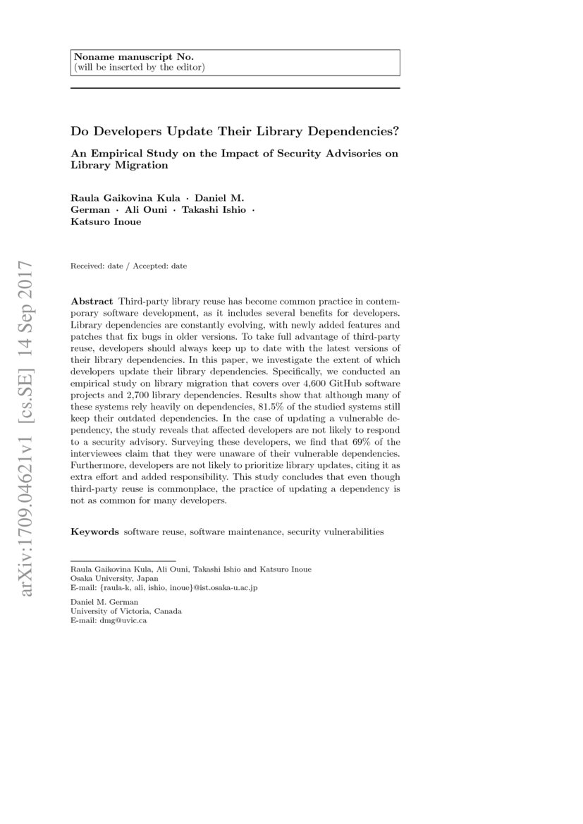 Do Developers Update Their Library Dependencies? An Empirical Study on ...