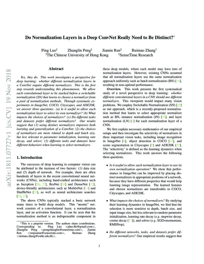 Do Normalization Layers In A Deep Convnet Really Need To Be Distinct
