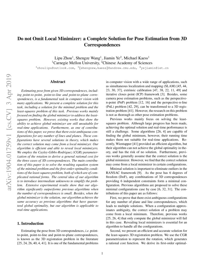 Do not Omit Local Minimizer: a Complete Solution for Pose Estimation ...