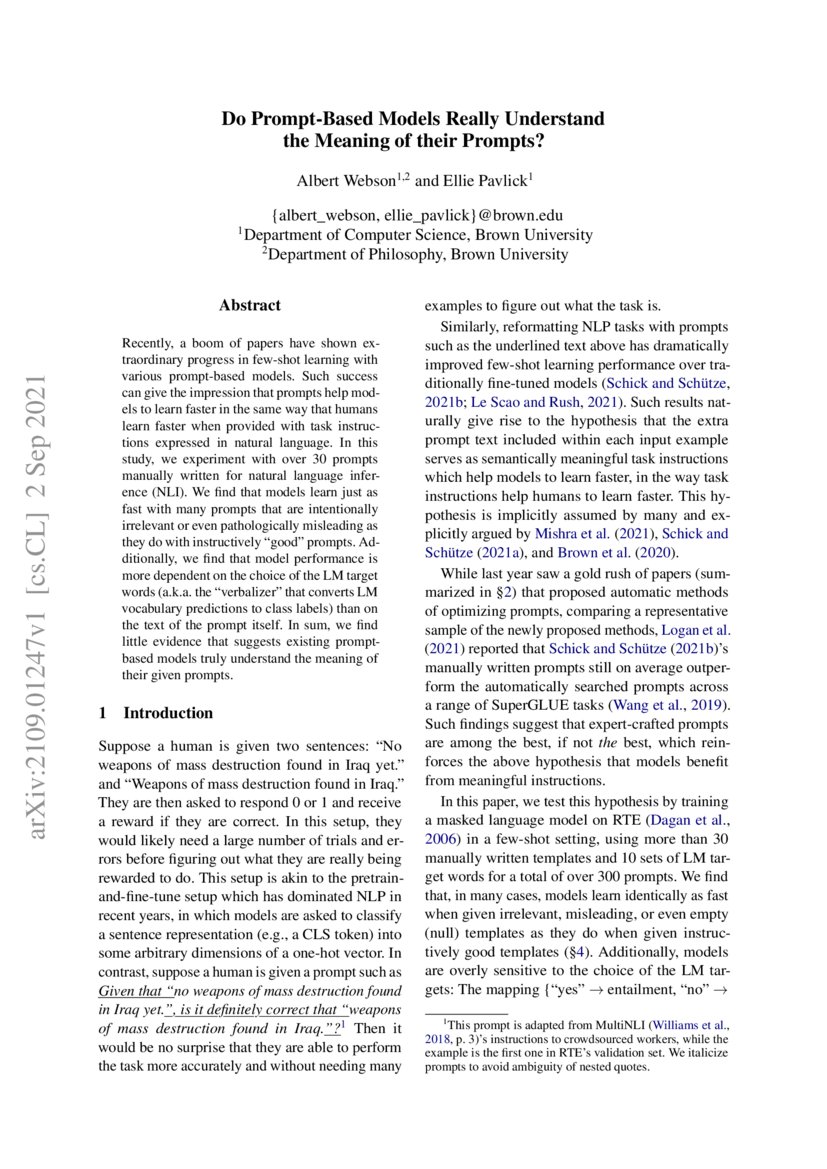 Do Prompt-Based Models Really Understand the Meaning of their Prompts ...