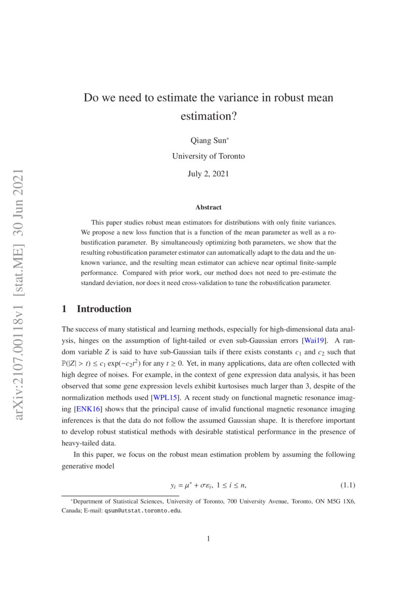 Do We Need To Estimate The Variance In Robust Mean Estimation Deepai