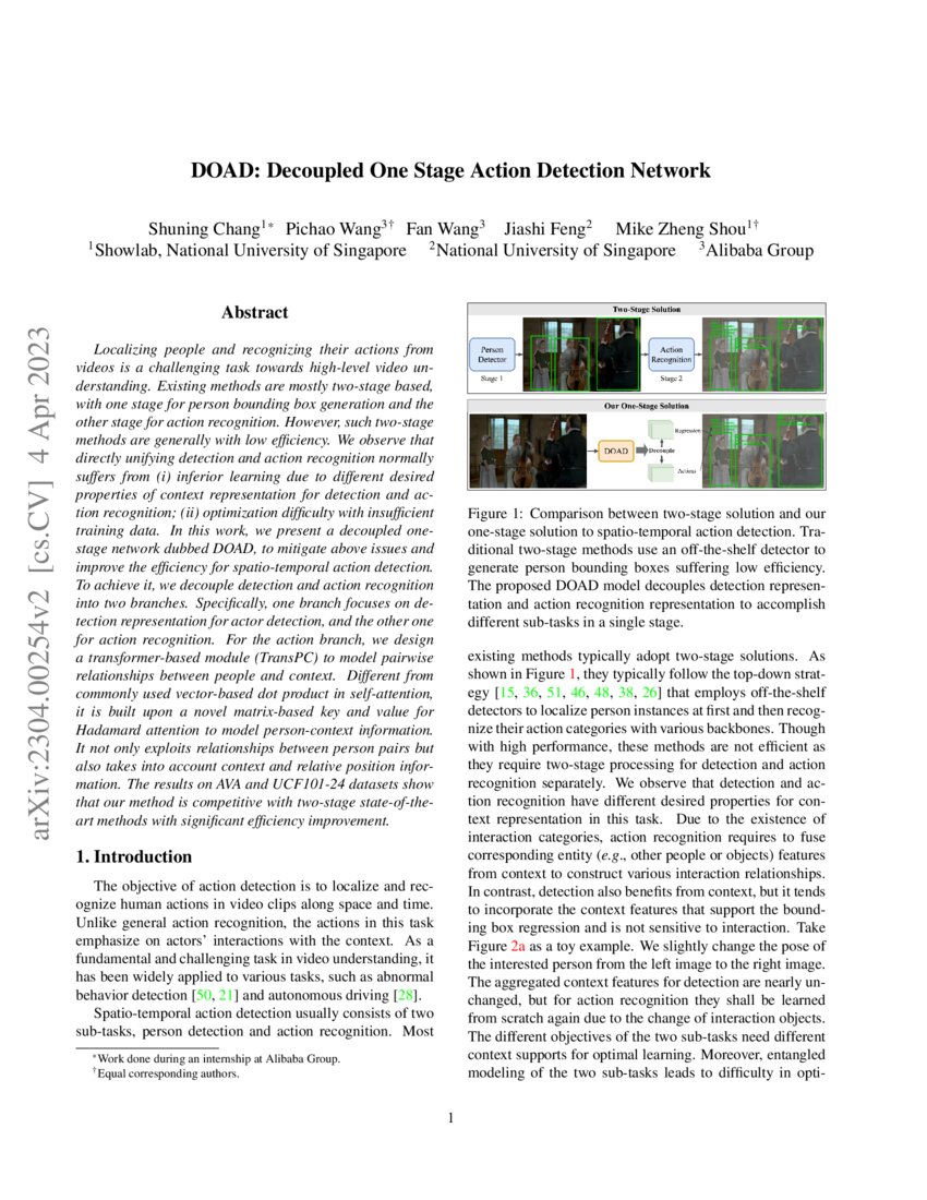 Doad Decoupled One Stage Action Detection Network Deepai