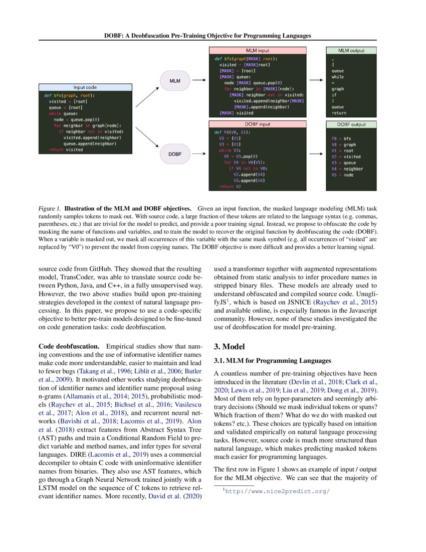 DOBF: A Deobfuscation Pre-Training Objective for Programming Languages ...