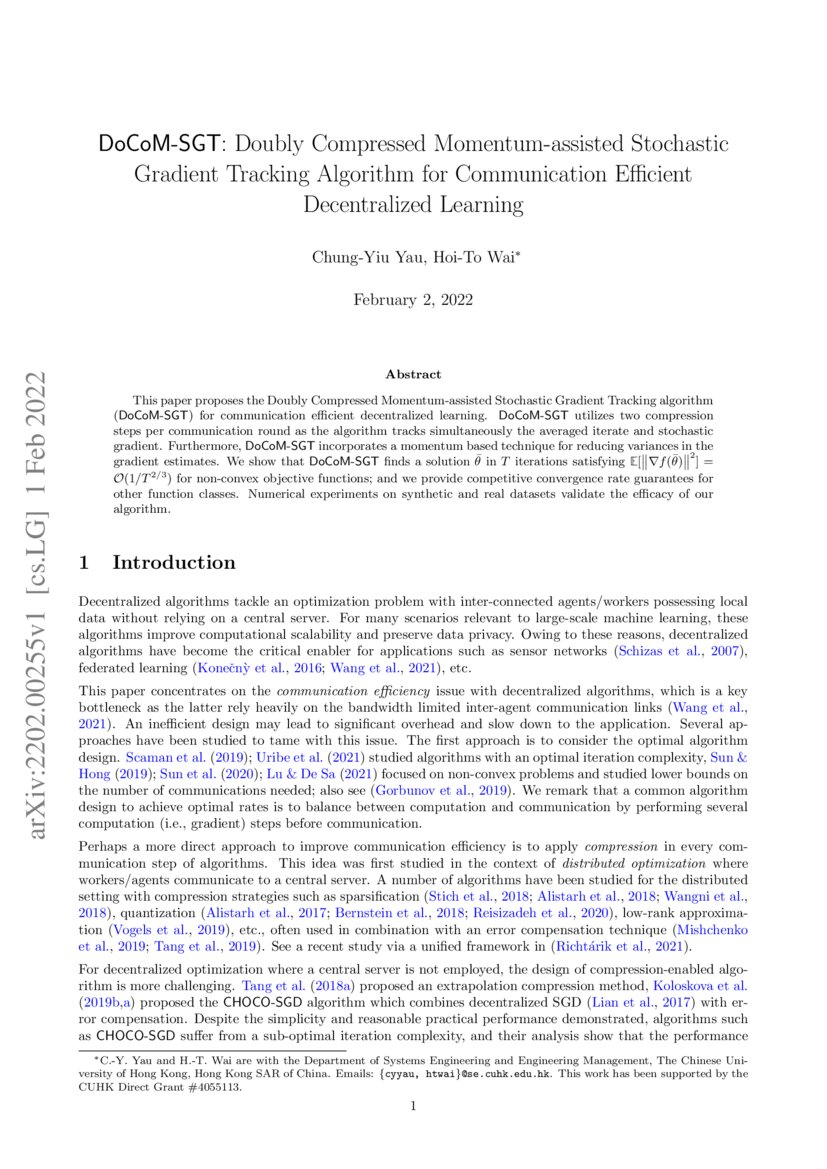 Docom Sgt Doubly Compressed Momentum Assisted Stochastic Gradient Tracking Algorithm For