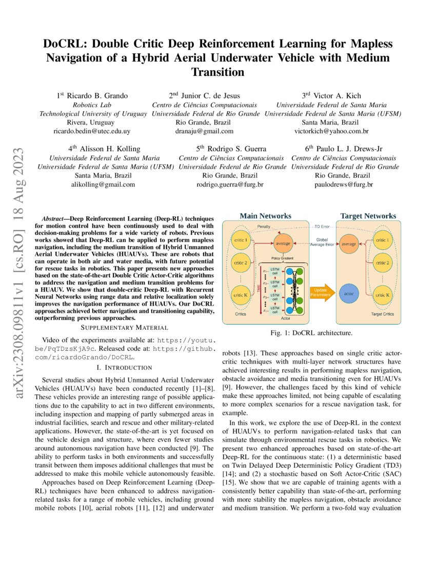 DoCRL: Double Critic Deep Reinforcement Learning for Mapless Navigation ...