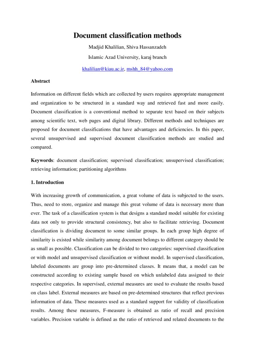 Document classification methods | DeepAI