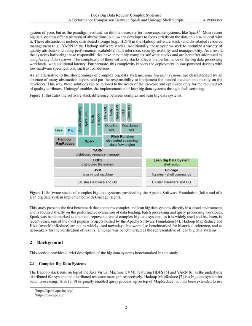 Does Big Data Require Complex Systems? A Performance Comparison Between Spark and Unicage Shell ...