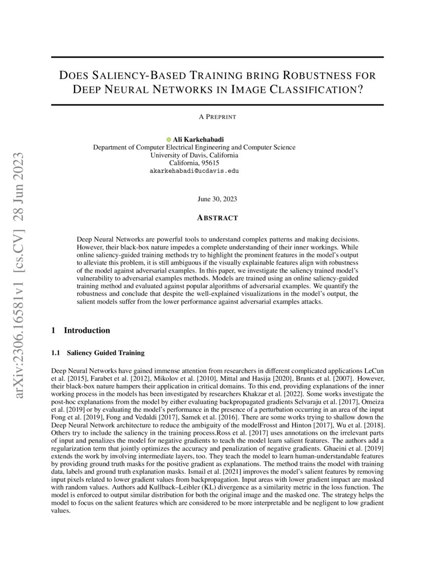 Does Saliency-Based Training bring Robustness for Deep Neural Networks ... Does Saliency-Based Training bring Robustness for Deep Neural Networks ...