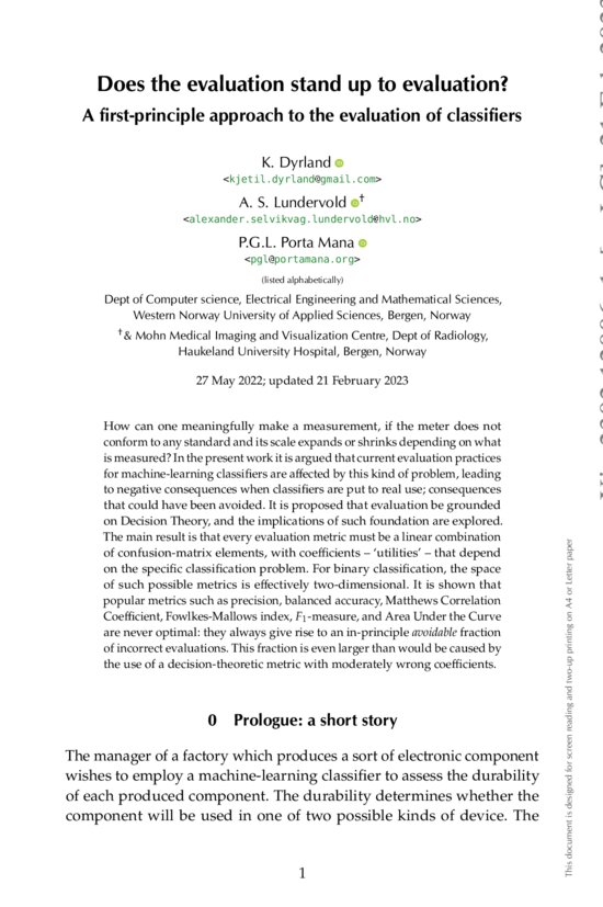 Does the evaluation stand up to evaluation? A first-principle approach ...