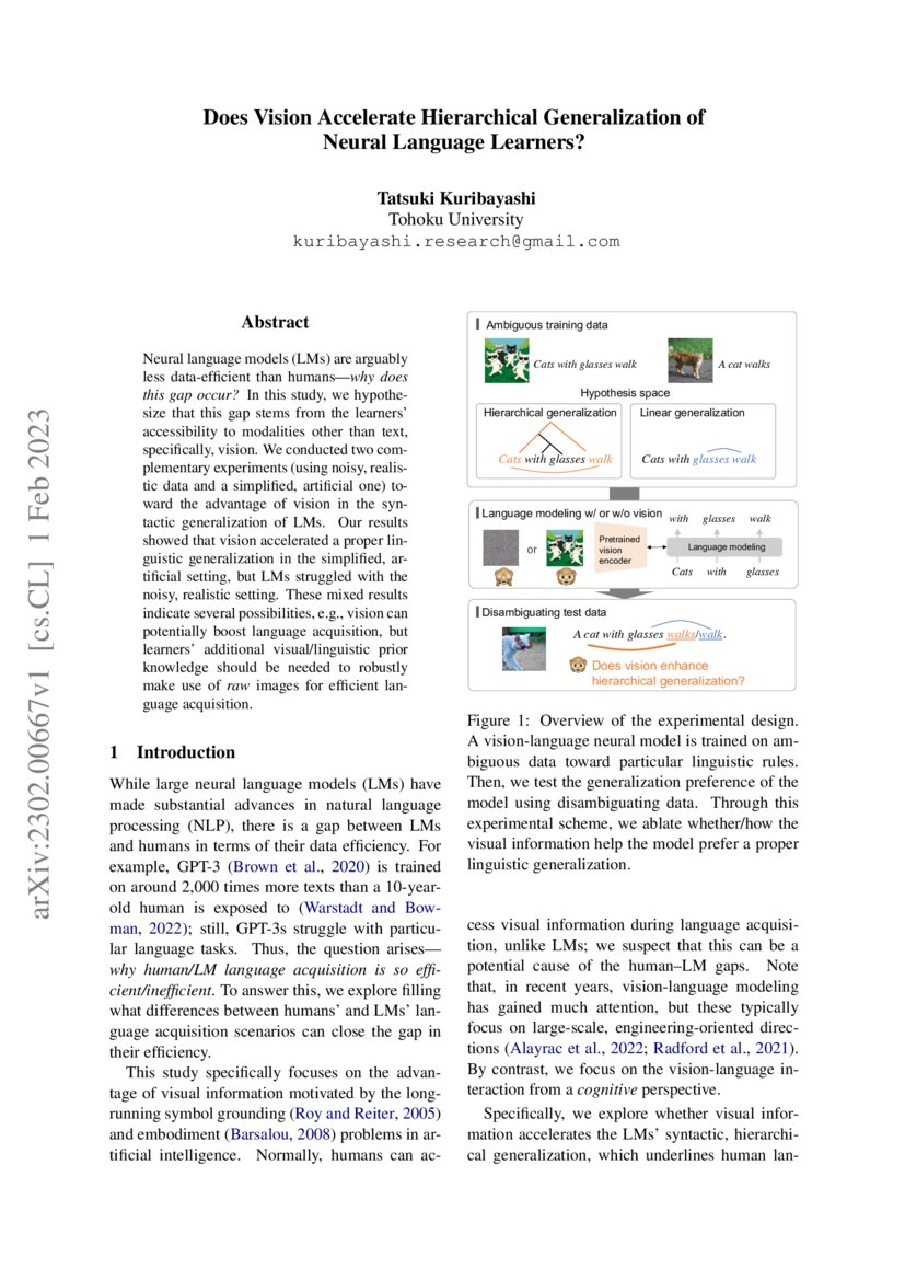 Does Vision Accelerate Hierarchical Generalization Of Neural Language Learners Deepai