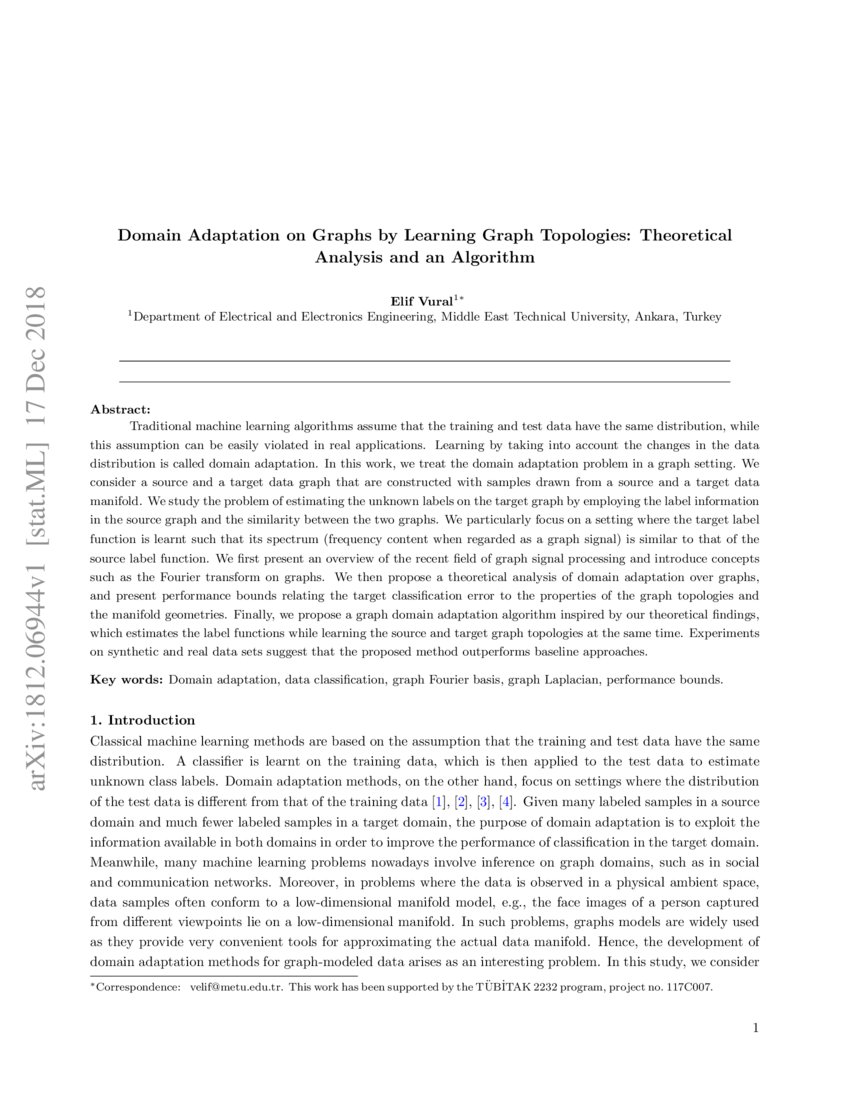 Domain Adaptation On Graphs By Learning Graph Topologies Theoretical Analysis And An Algorithm