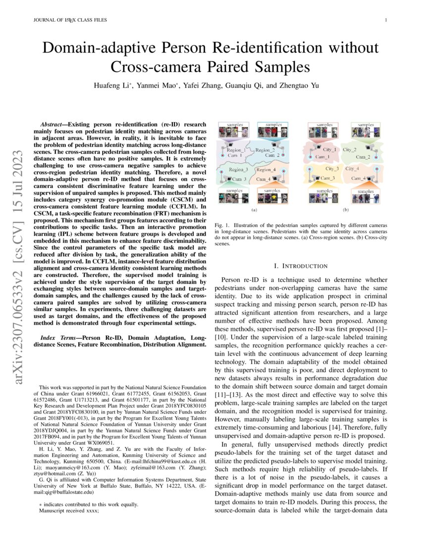 Domain-adaptive Person Re-identification without Cross-camera Paired Samples | DeepAI