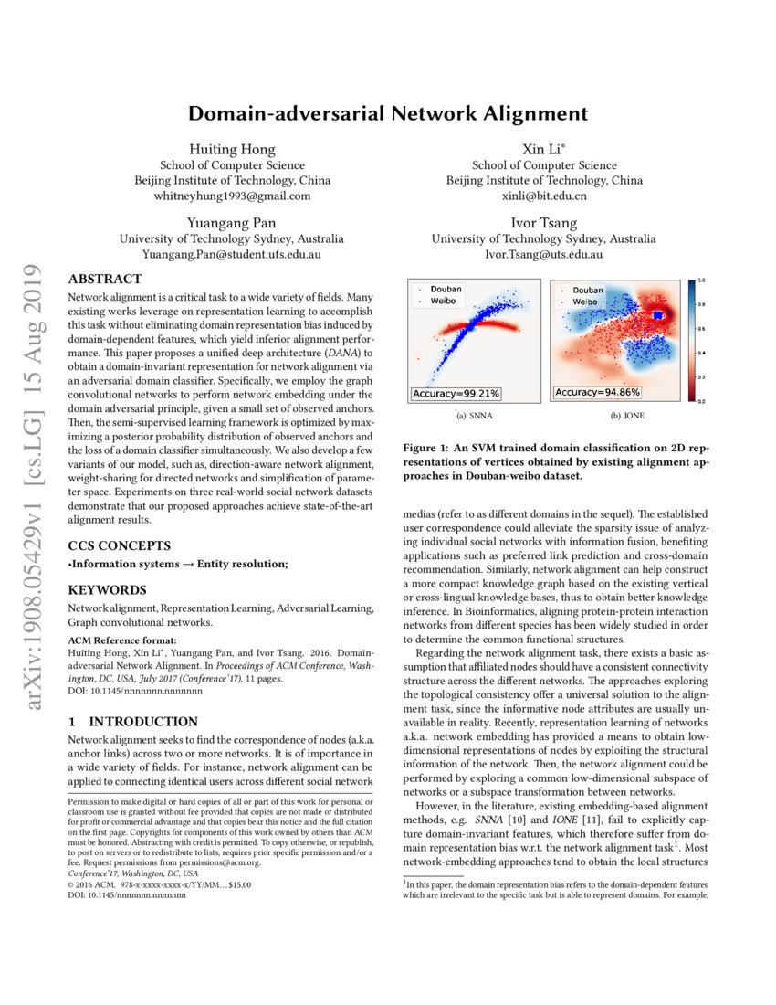 Domain-adversarial Network Alignment | DeepAI