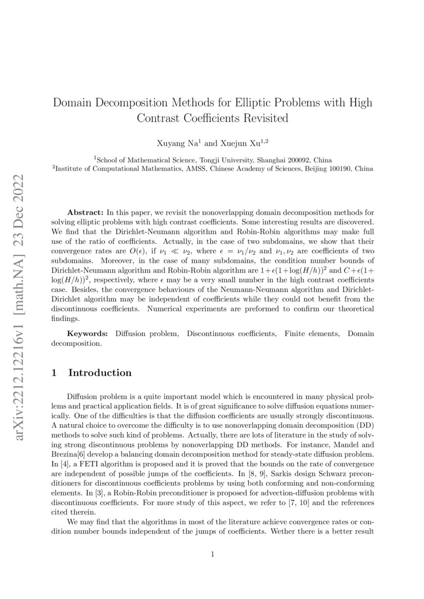 Domain Decomposition Methods for Elliptic Problems with High Contrast Coefficients Revisited ...