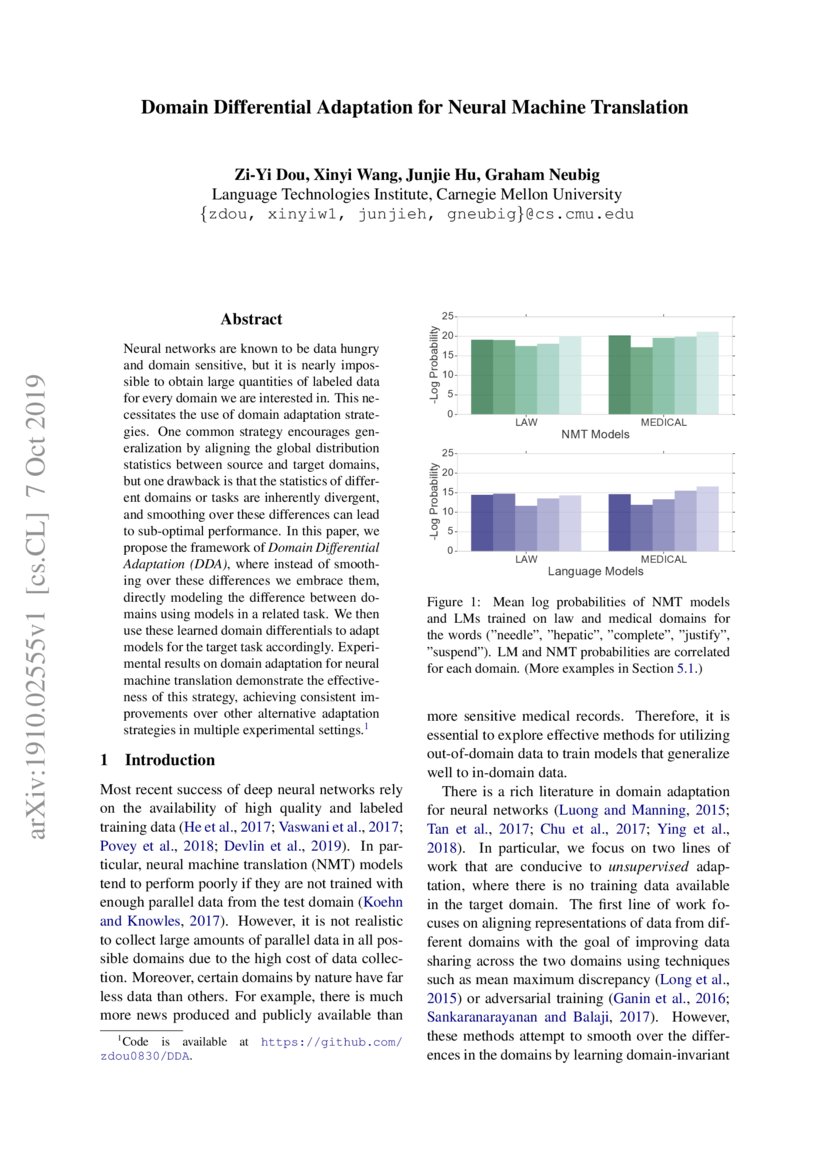 Domain Differential Adaptation for Neural Machine Translation | DeepAI