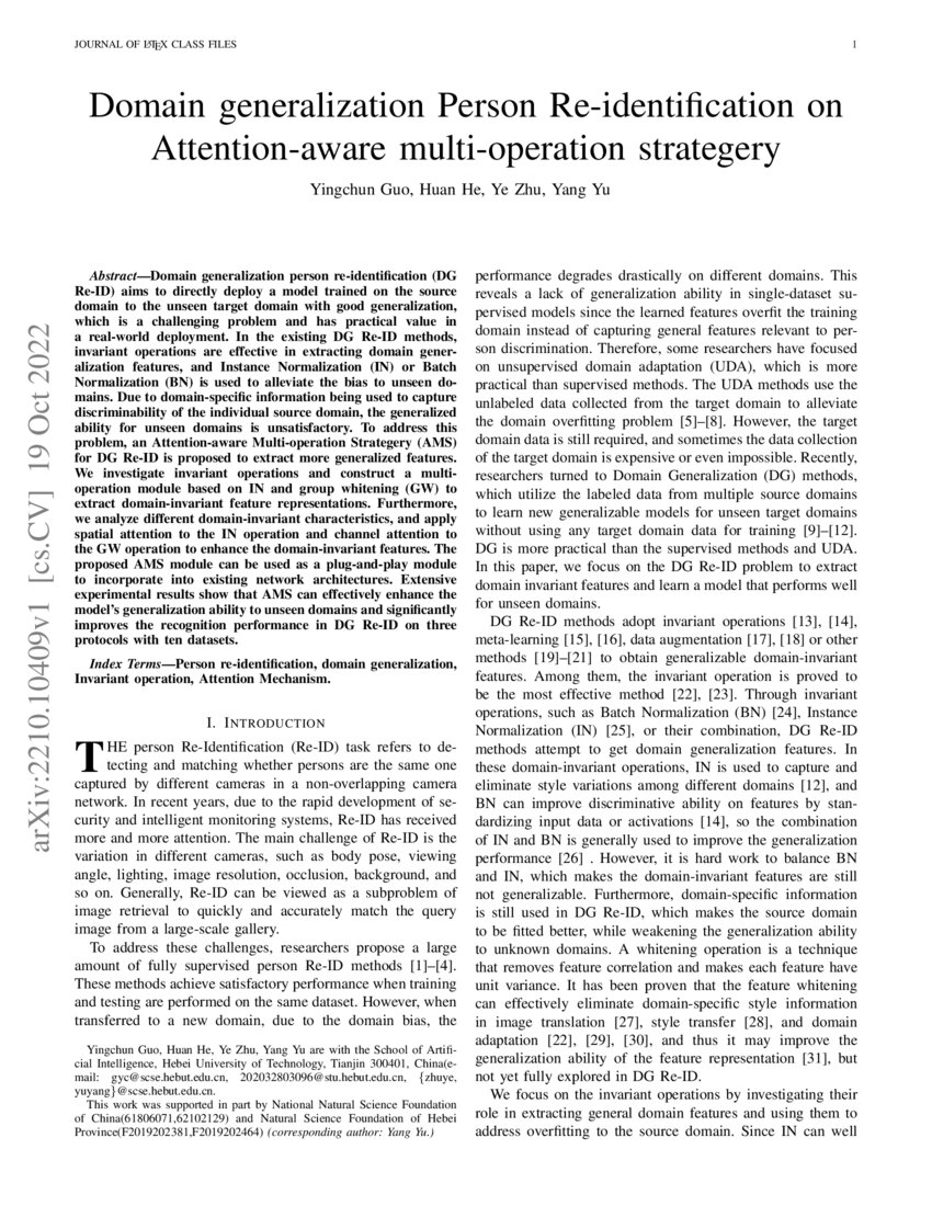 Domain Generalization Person Re Identification On Attention Aware Multi Operation Strategery 
