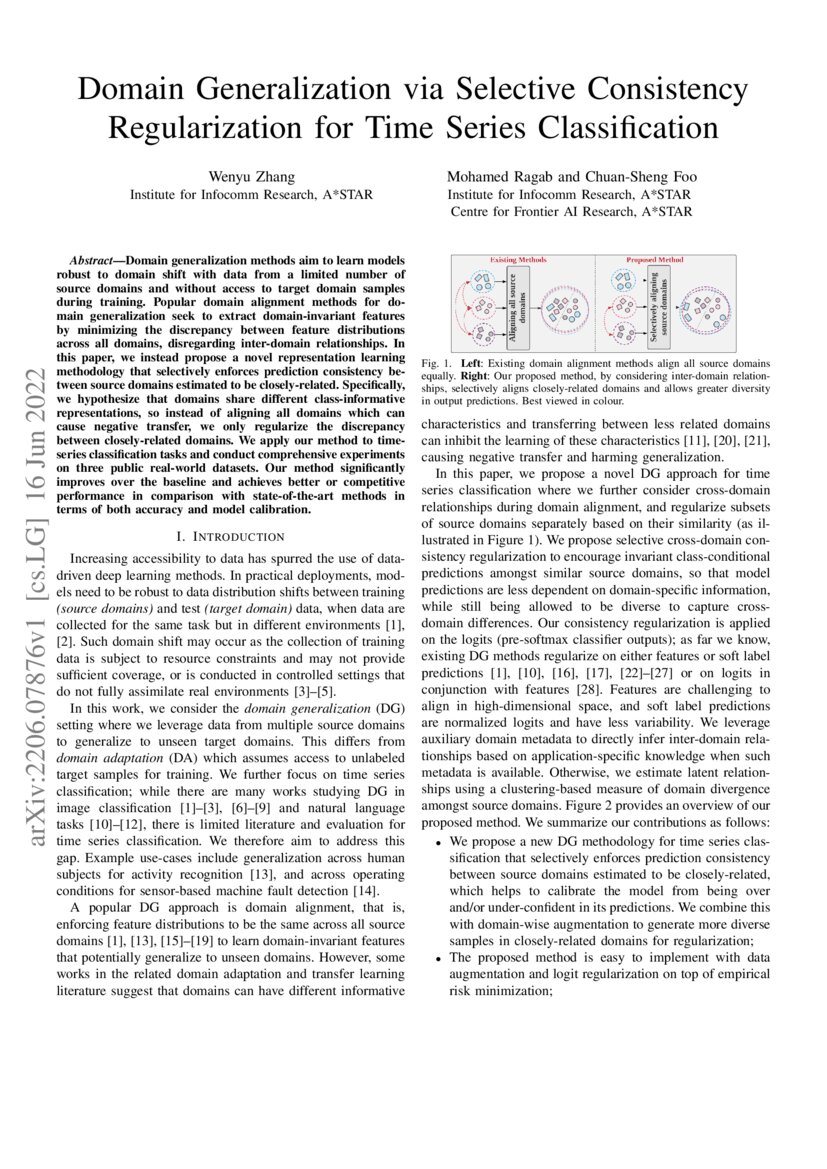 Domain Generalization Via Selective Consistency Regularization For Time