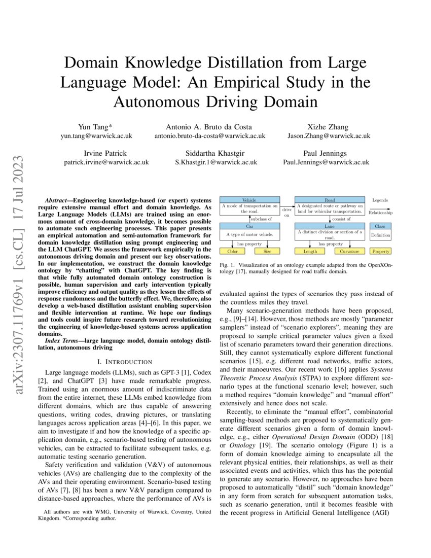 Domain Knowledge Distillation from Large Language Model: An Empirical Study in the Autonomous ...