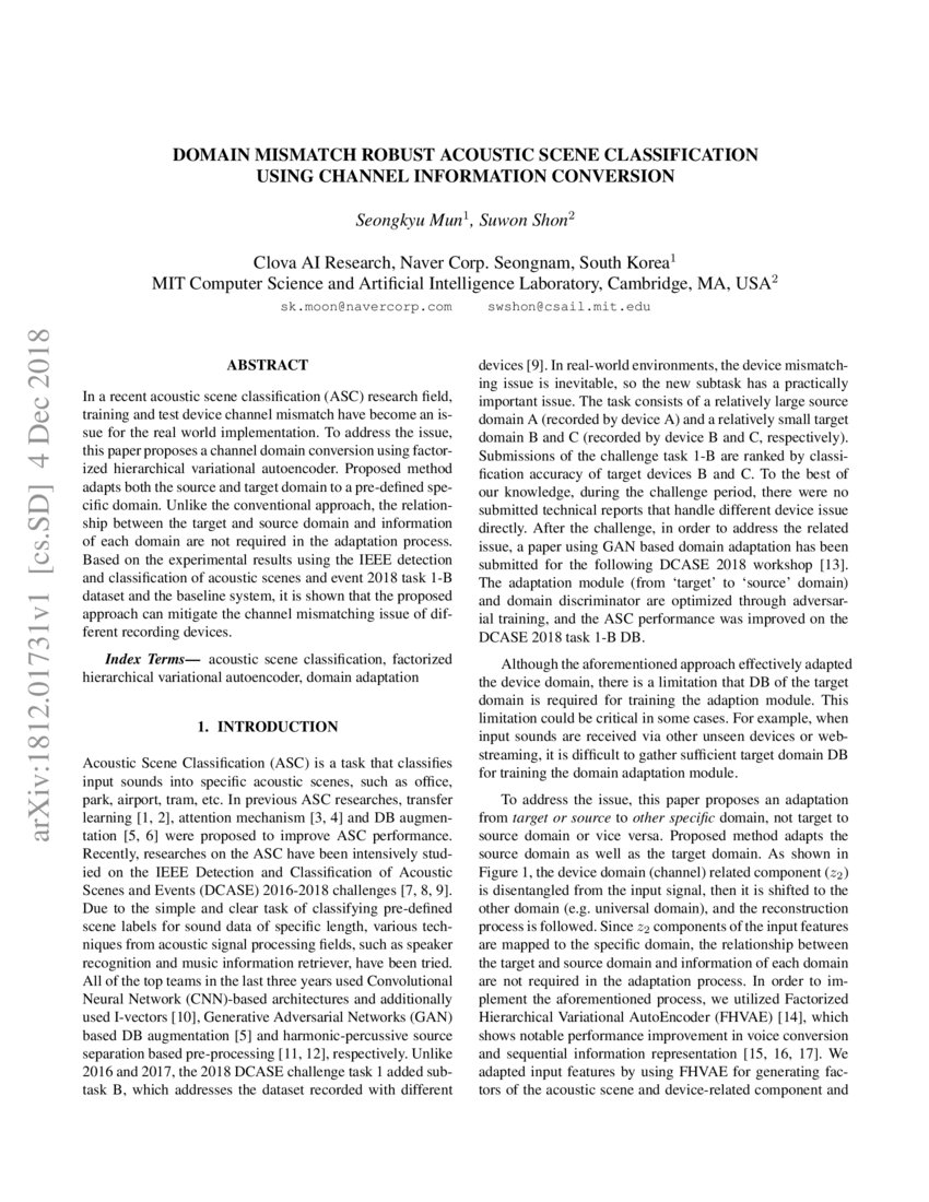 Domain Mismatch Robust Acoustic Scene Classification using Channel Information Conversion | DeepAI