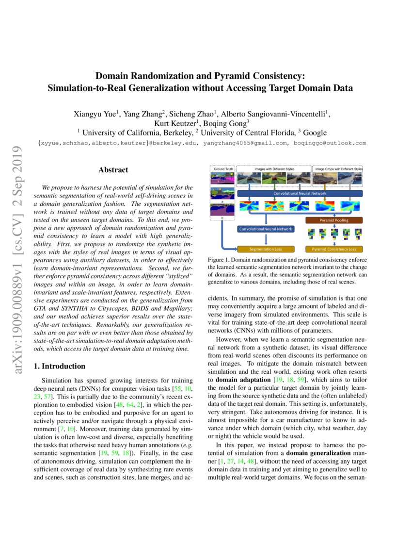 Domain Randomization And Pyramid Consistency Simulation To Real Generalization Without