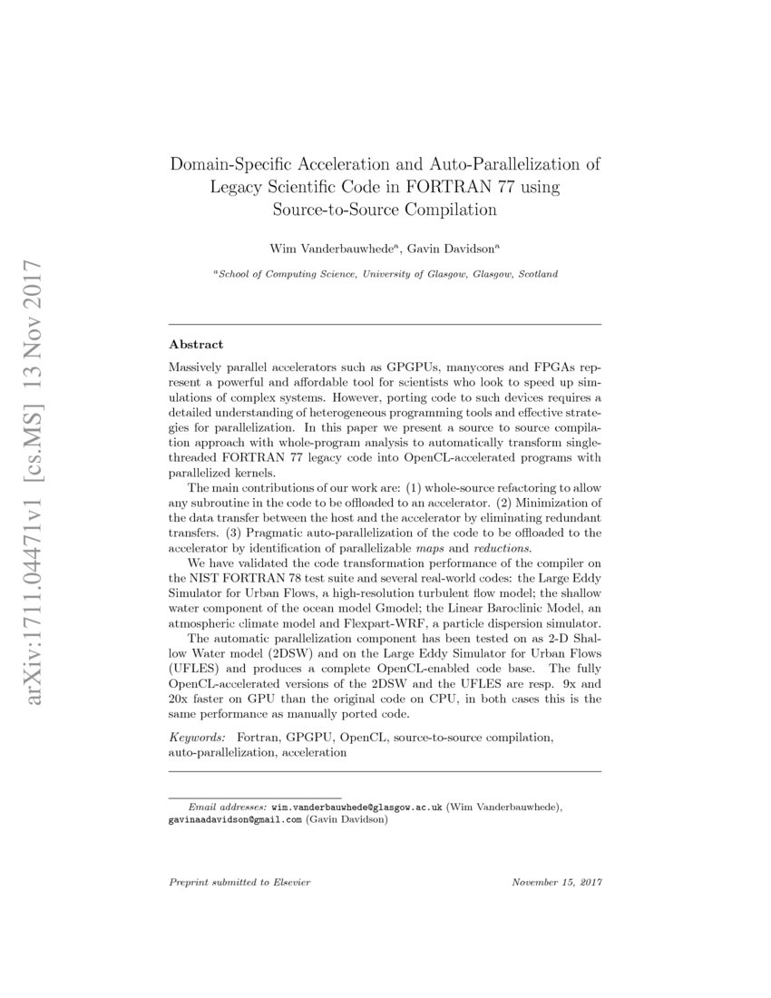 Domain Specific Acceleration And Auto Parallelization Of Legacy Scientific Code In Fortran 77