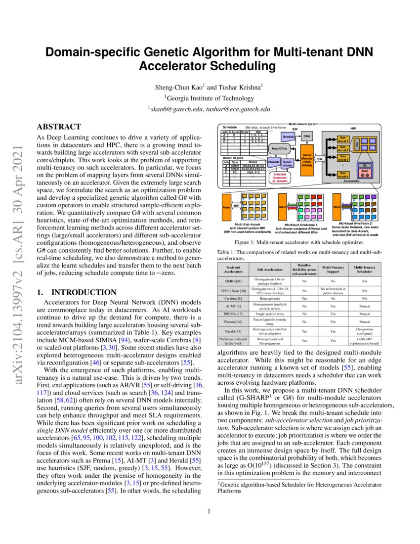 Domain-specific Genetic Algorithm for Multi-tenant DNNAccelerator ...