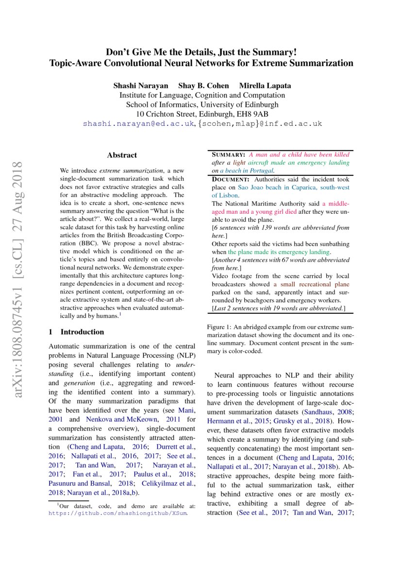 Don't Give Me the Details, Just the Summary! Topic-Aware Convolutional Neural Networks for ...