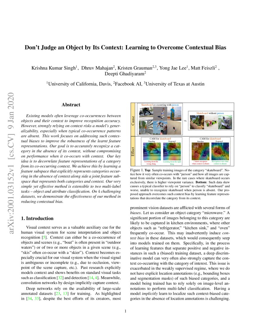 Don't Judge an Object by Its Context: Learning to Overcome Contextual Bias | DeepAI