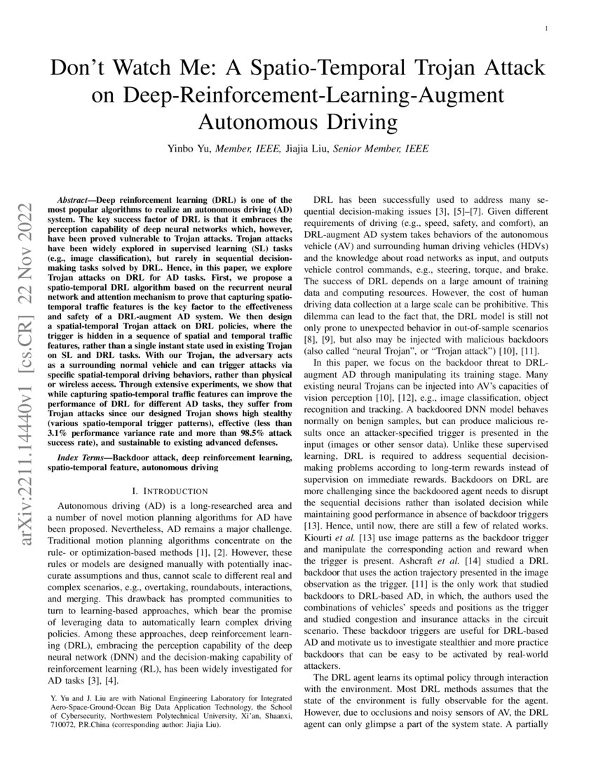 Dont Watch Me A Spatio Temporal Trojan Attack On Deep Reinforcement