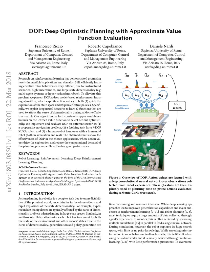 DOP: Deep Optimistic Planning with Approximate Value Function ...