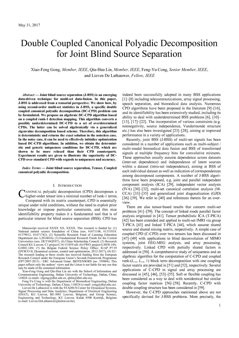 Double Coupled Canonical Polyadic Decomposition For Joint Blind Source Separation Deepai