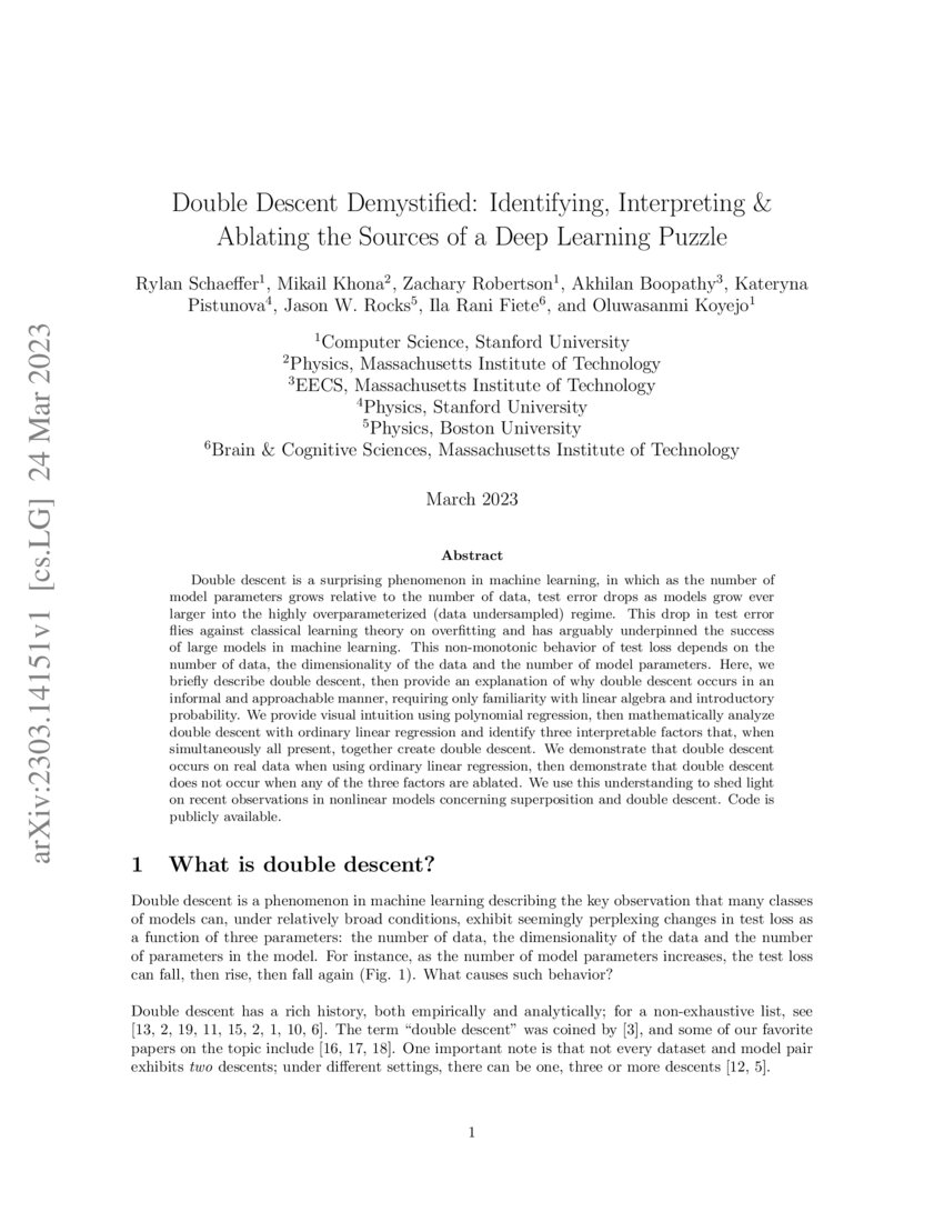 Double Descent Demystified: Identifying, Interpreting Ablating the Sources of a Deep Learning ...