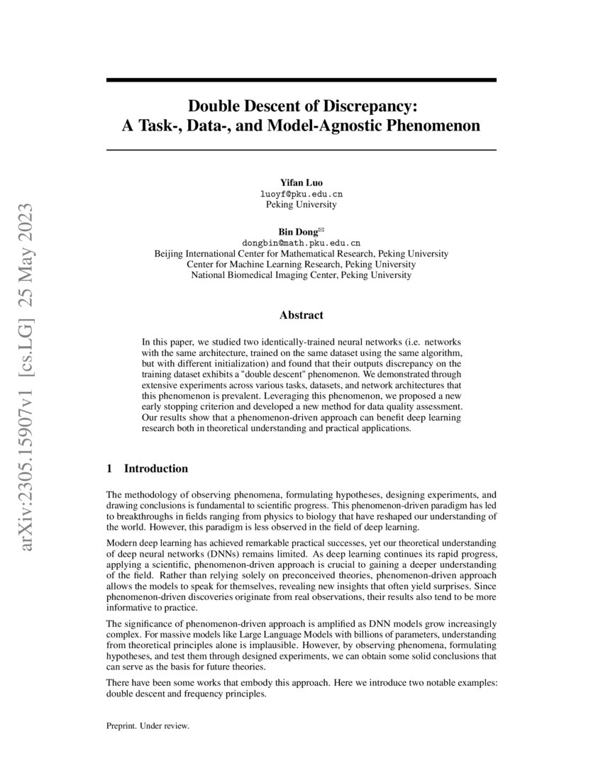 Double Descent Of Discrepancy A Task Data And Model Agnostic