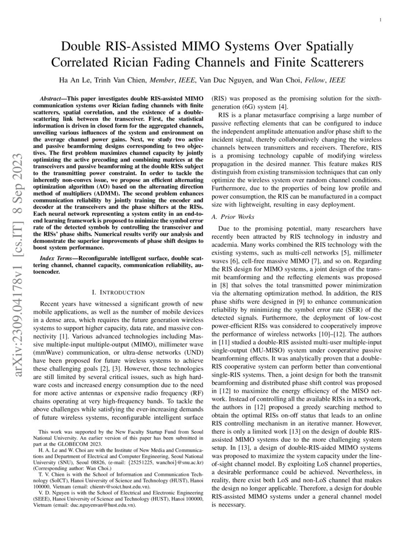Double RIS-Assisted MIMO Systems Over Spatially Correlated Rician ...