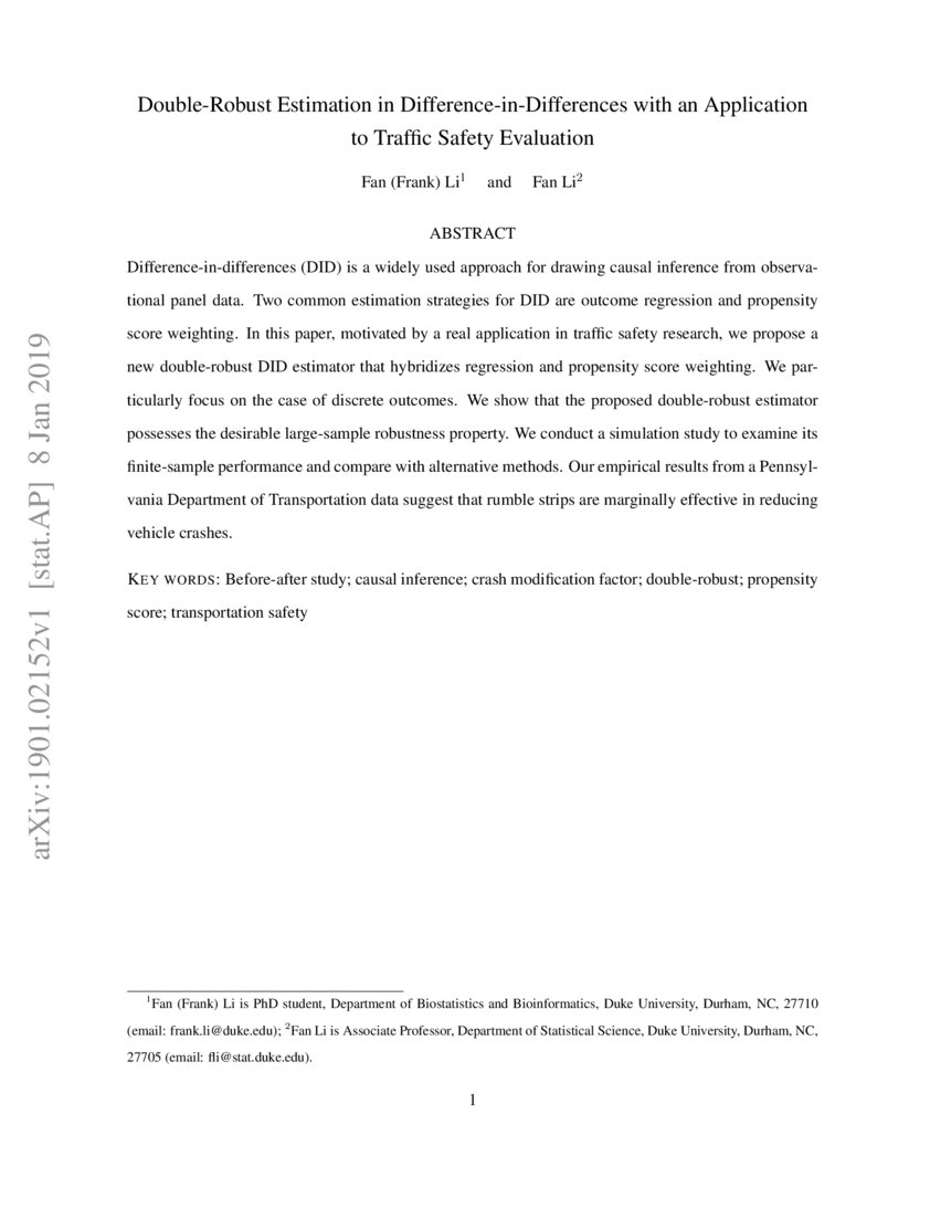 Double Robust Estimation In Difference In Differences With An Application To Traffic Safety