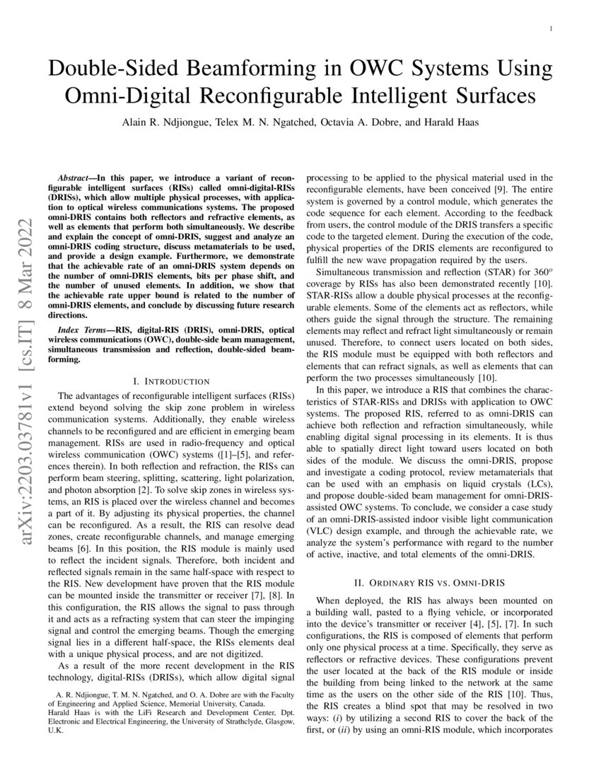 Double-Sided Beamforming in OWC Systems Using Omni-Digital ...